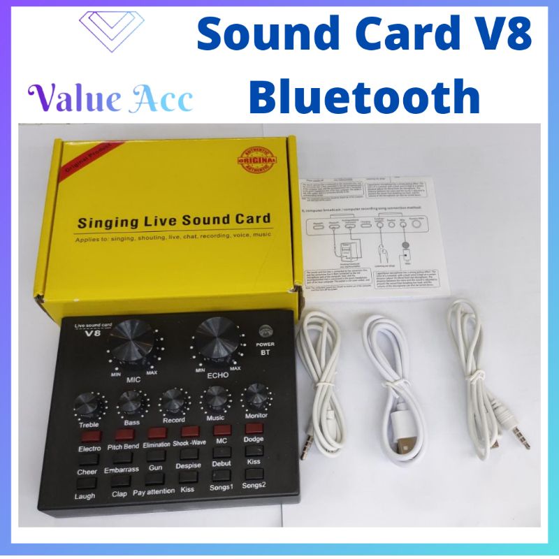 Jual Sound Card V8 Bluetooth sound card V8 Singing Live Sound Card ...