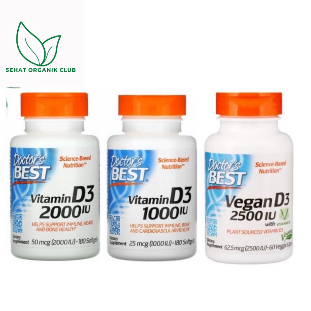 Jual Doctor's Best Vitamin D3 2000 IU 180 Softgels ; Vitamin D3 D-3 ...