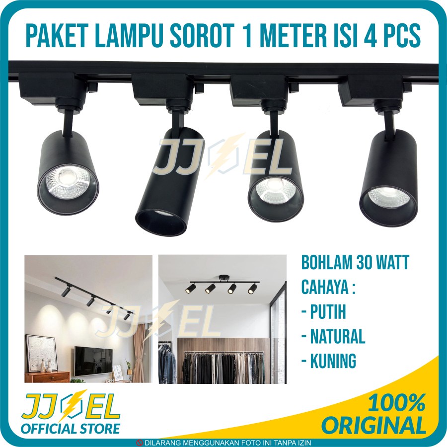 Jual Set 4 Lampu Sorot Rel LED Track Light 30W - Spotlight Untuk Rumah, Toko, Kantor, Cafe ...