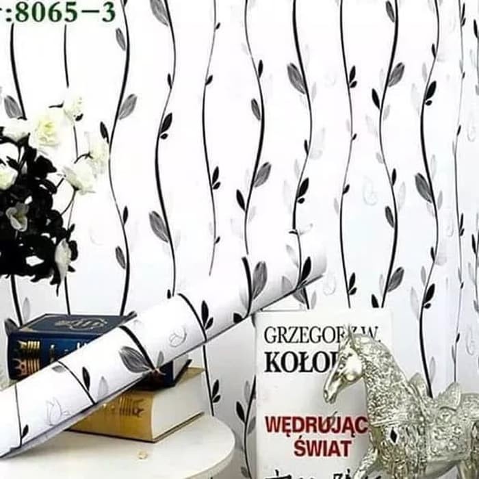 Jual wallpaper sticker hitam putih wallpaper putih garis wallpaper ...