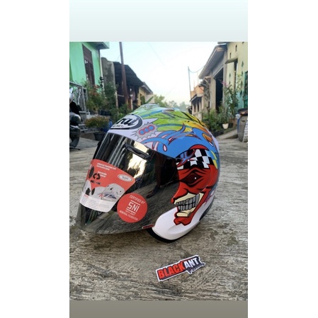 Jual helm half face scott motif russel ram 4 model baru | Shopee Indonesia