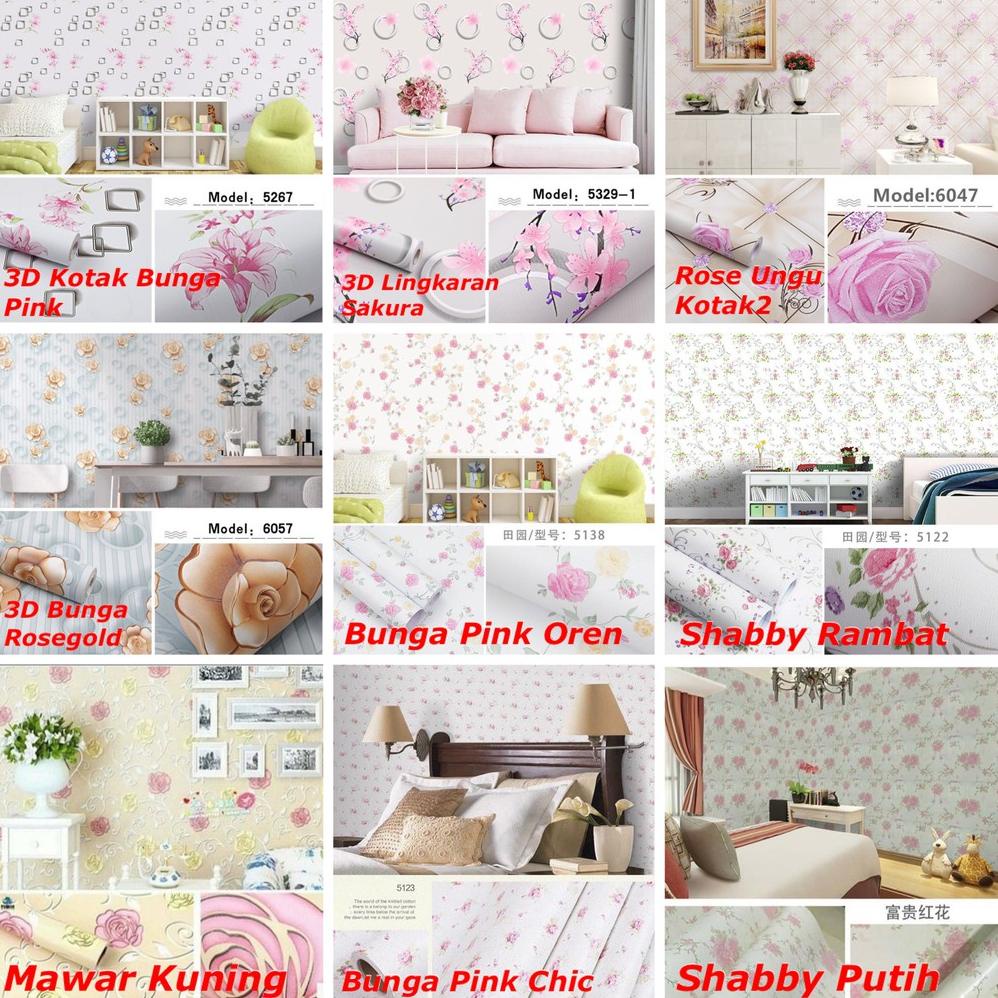 Jual Wallpaper Dinding Terbaik Ukuran 45 Cm X 10 M Motif Tema Bunga Cantik Menawan Pink Ungu ...
