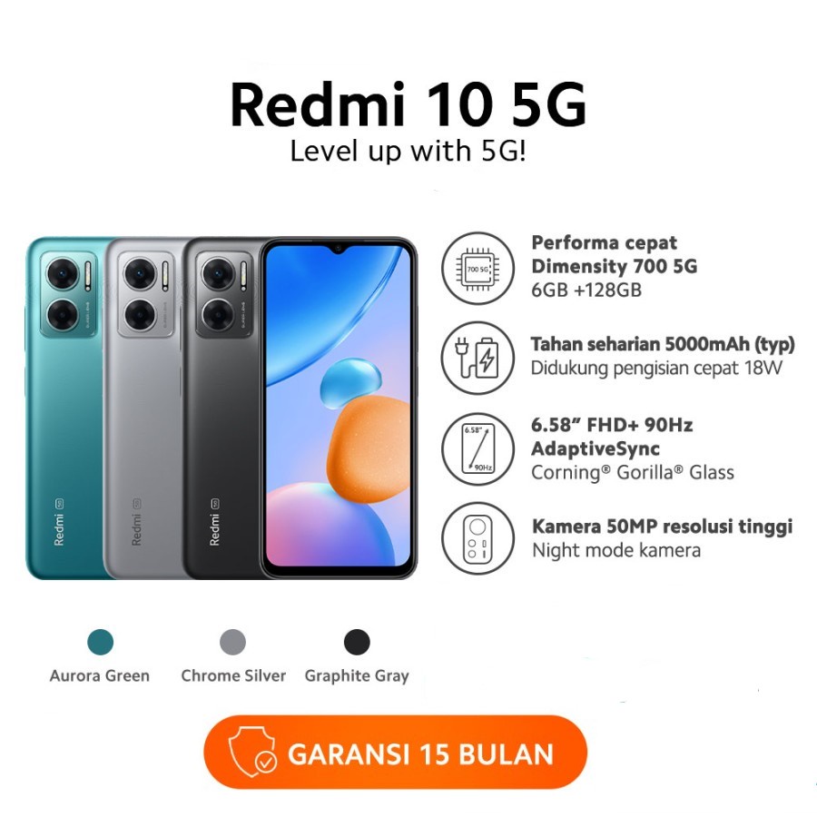 Jual xiaomi Redmi 10 5G 6/128GB Smartphone FHD+ 6,58” Kamera 50MP | Shopee Indonesia