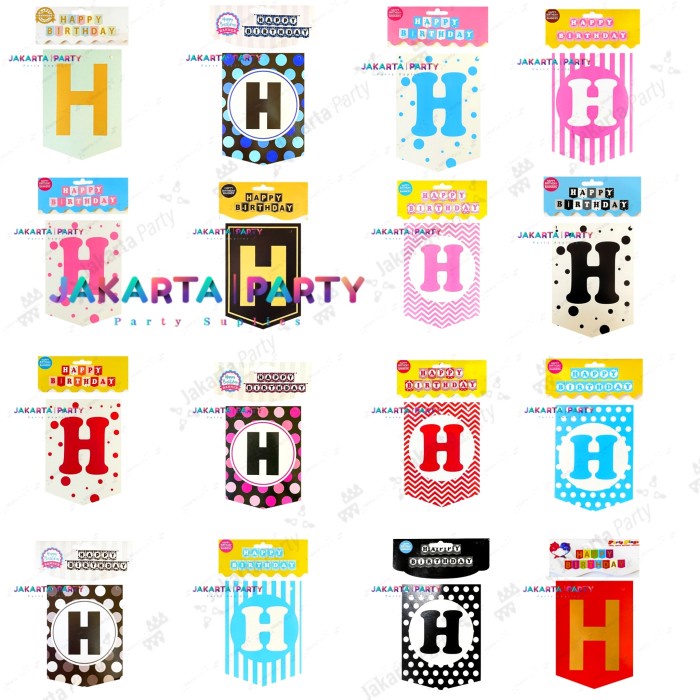 Jual Banner HBD Motif / Bunting Flag Happy Birthday Motif / Banner Flag ...