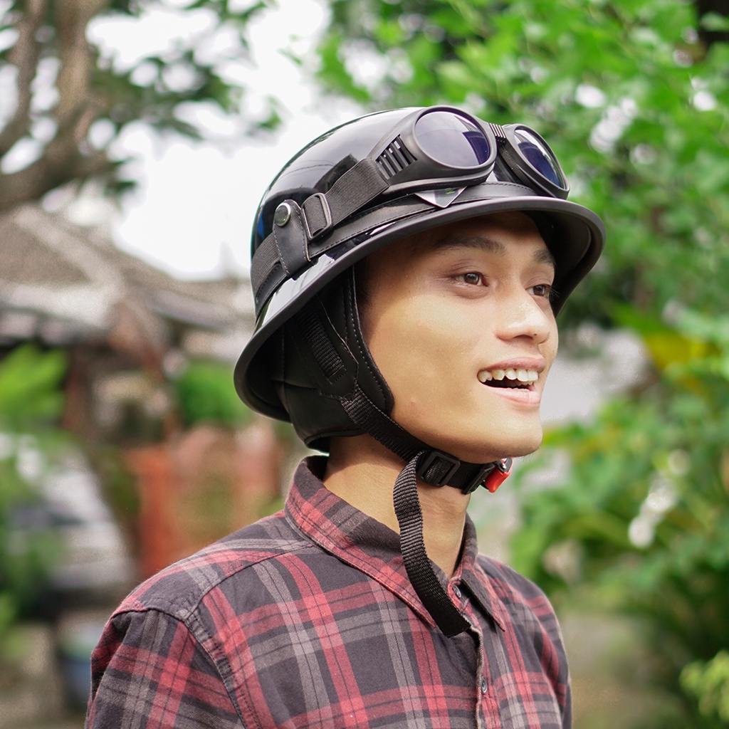 Jual Helm Retro NModel Unik Dengan Kacamata/helm retro/helm clasik/helm ...