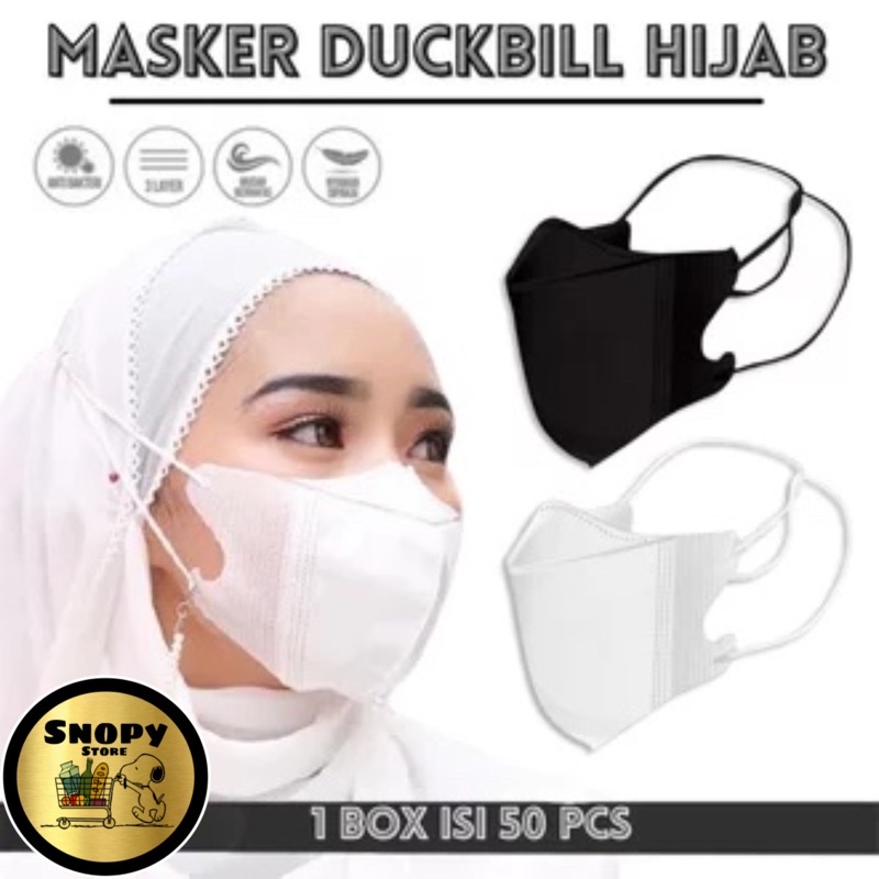 Jual Masker Duckbill Hijab headloop jilbab IMPOR isi 50pcs 3ply duck ...