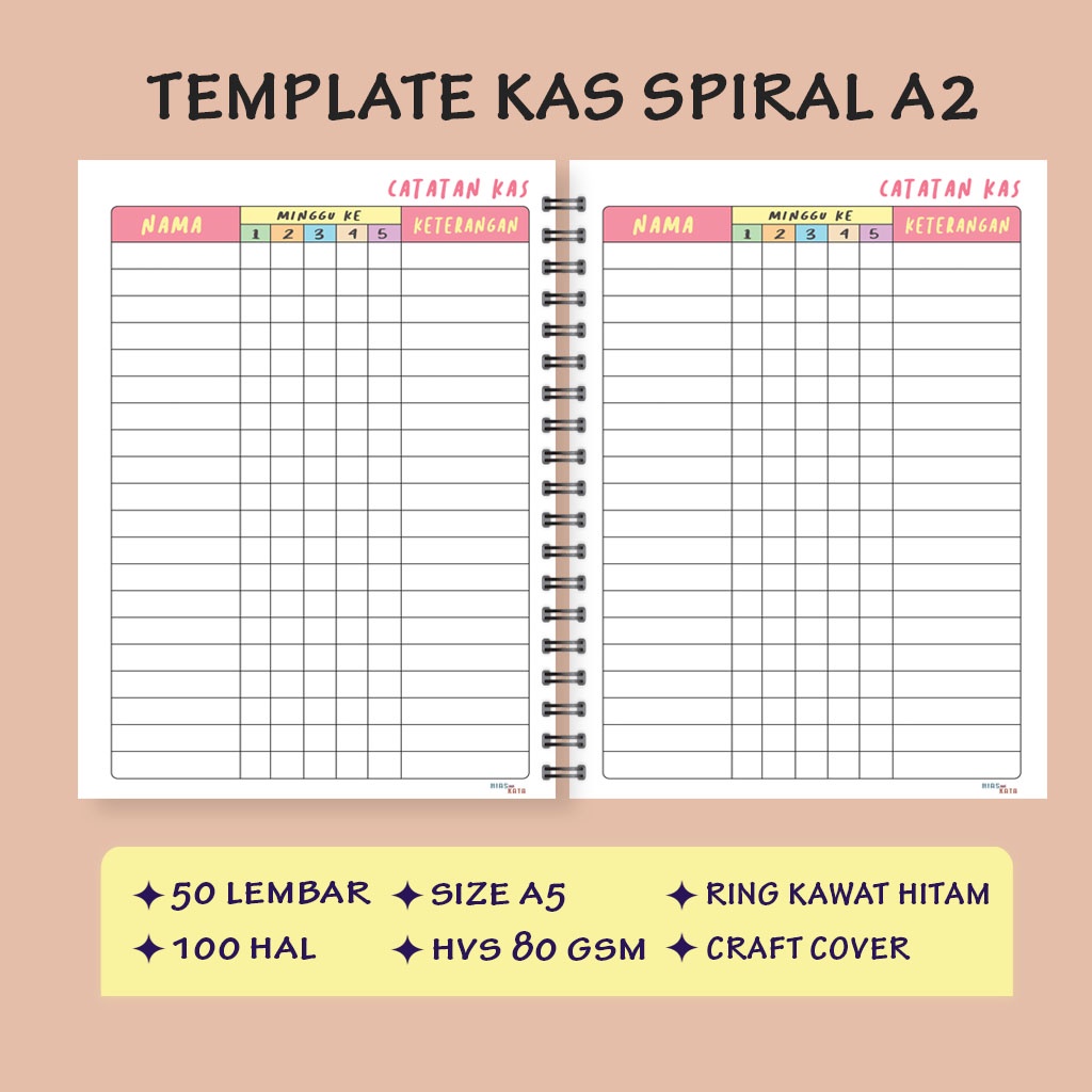 Jual Buku Kas Catatan Keuangan A5 Jilid Spiral Pastel Color ( Free ...