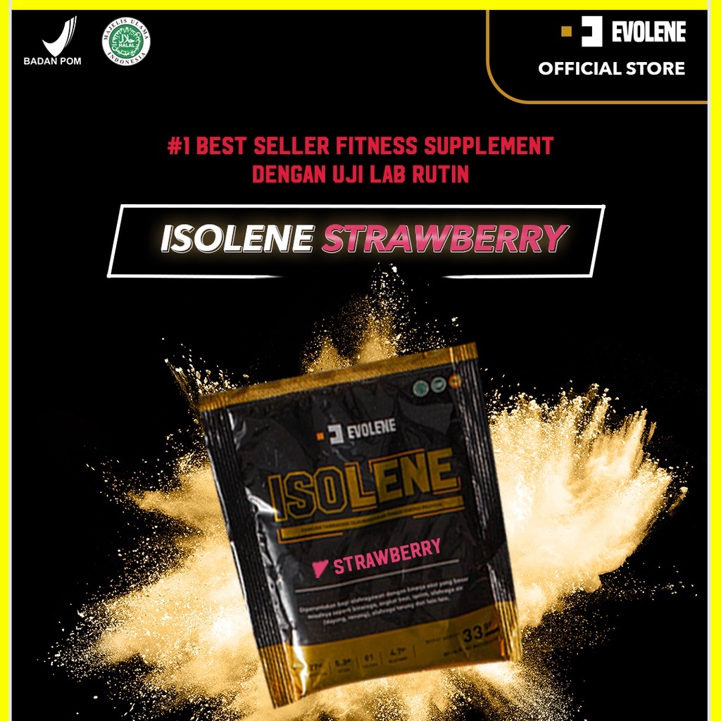 Jual Evolene Isolene Strawberry 1 SACHET - Suplemen fitness pembentuk ...