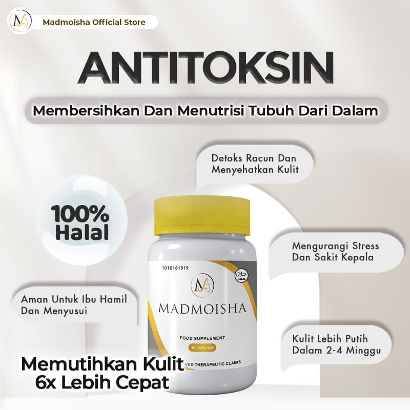 Jual ANTITOKSIN MADMOISHA WHITENING 6x EXTRA LEBIH CEPAT MEMUTIHKAN ...