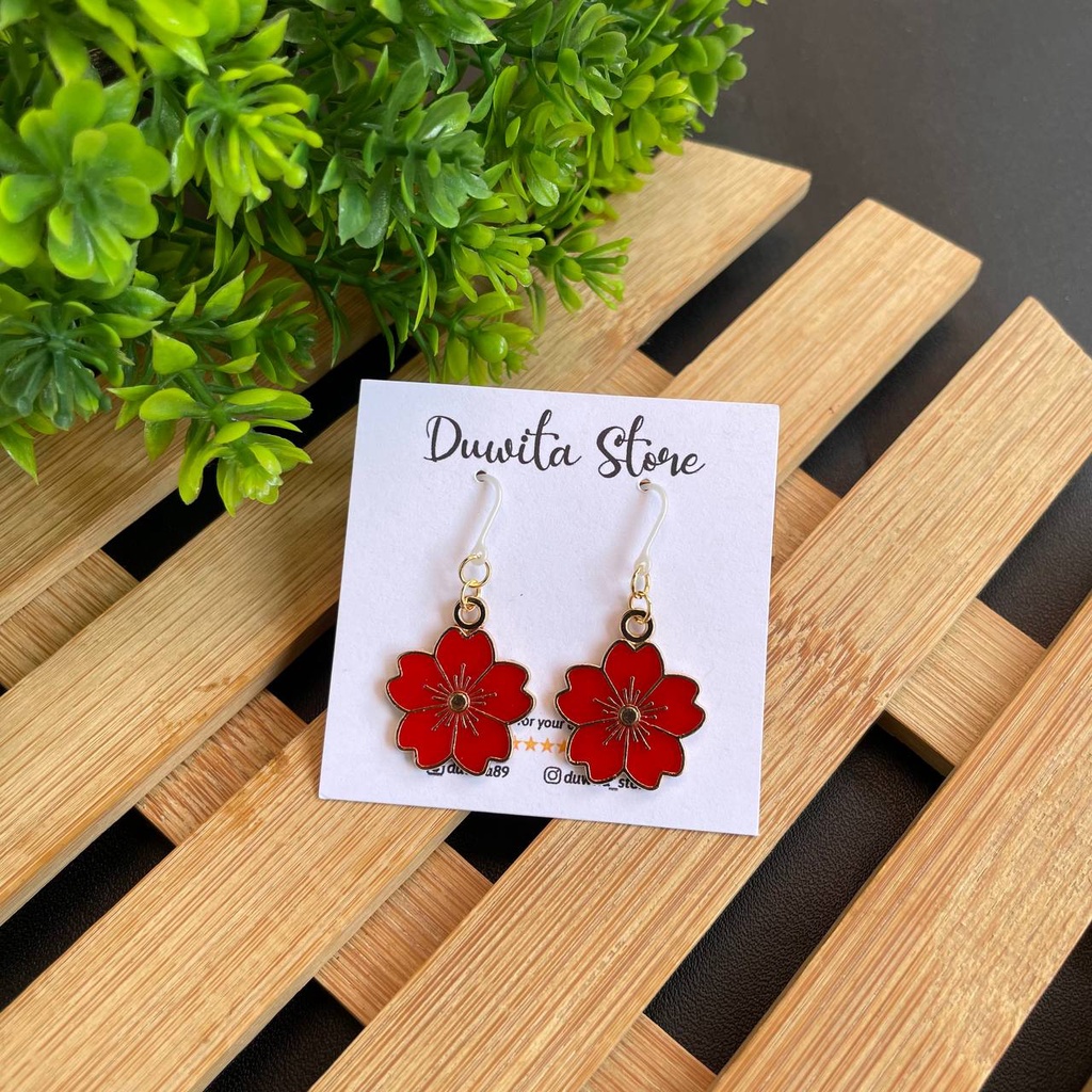 Jual HANDMADE ANTING DEWASA KAITAN PLASTIK MOTIF BUNGA(Alloy) | Shopee ...