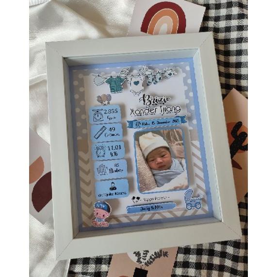 Jual Frame Biodata Bayi 3D/Kado Kelahiran/Bingkai 3D Aesthetic/Pop Up ...