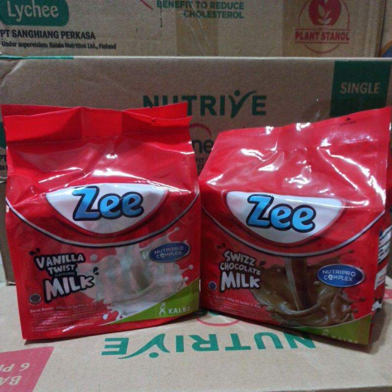 Jual susu zee bag 400gr coklat/vanila(10+1@40gr) exp jan 2023 | Shopee ...