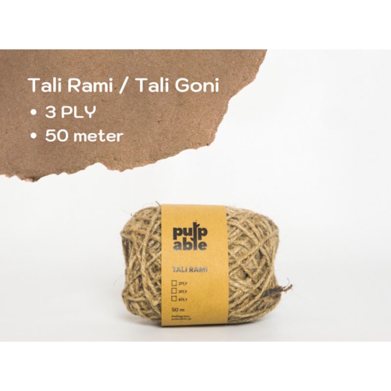 Jual Tali rami / tali goni / hemp rope 3 Ply - 50 meter - Pulpable ...