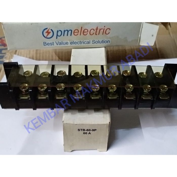 Jual Terminal Blok 60 A 9pole / STB60-9P merk PM / Isolator 60Ampere 9 pole / Terminal Block PM ...