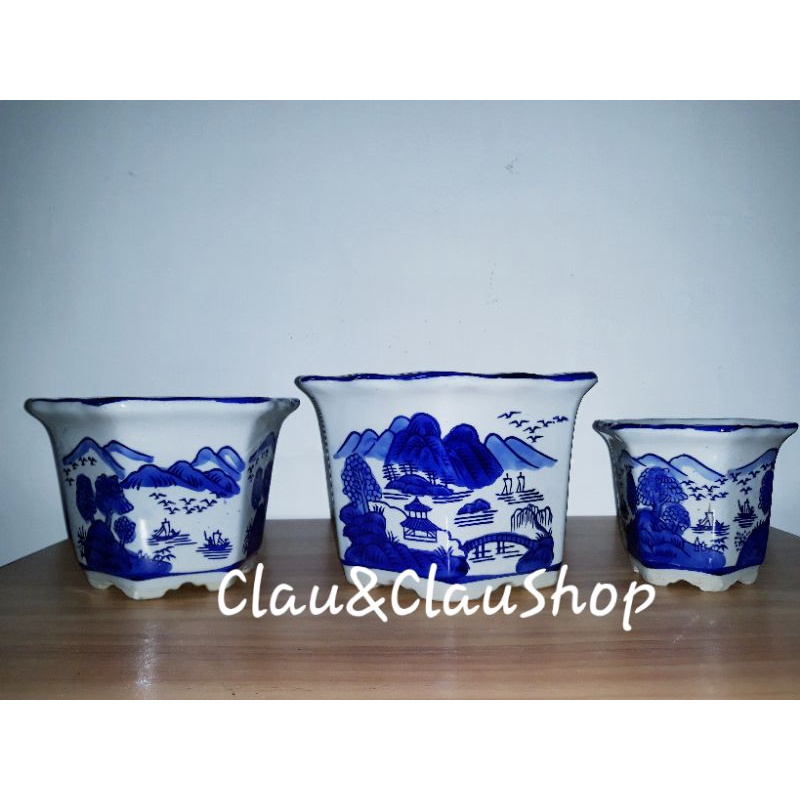 Jual Pot keramik segi enam motif pemandangan ( Harga Promo!!! ) | Shopee Indonesia