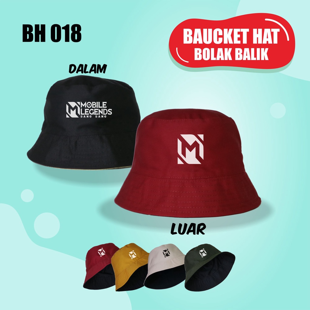 Jual Bucket Hat Mobile Legend Bolak Balik Topi Bucket Gamer Pria Wanita ...