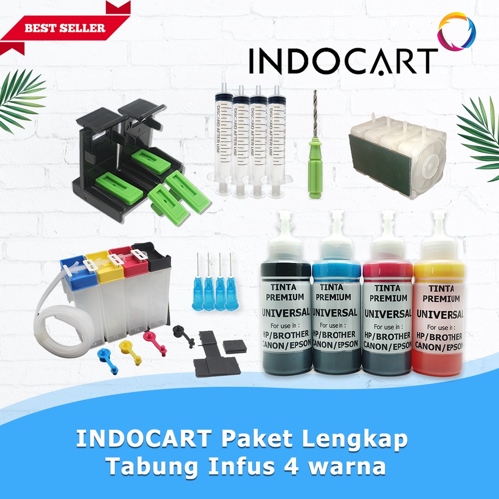 Jual INDOCART Paket Infus CISS 4 warna utk Printer Inkjet HP Canon ...