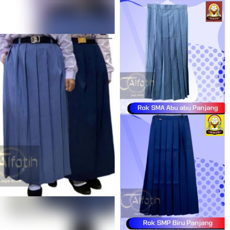 Jual Seragam sekolah Rok pliskit Rempel panjang abu abu/ Biru untuk SD SMP SMA | Shopee Indonesia