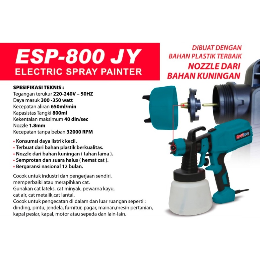 Jual Multipro Mesin Semprot Cat Elektrik / Spray Gun Elektrik ESP-800 JY | Shopee Indonesia