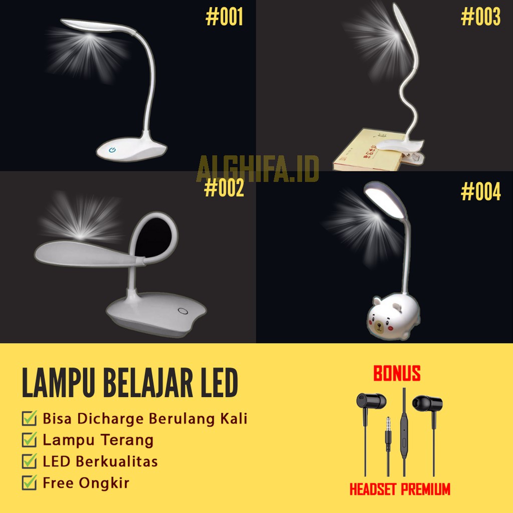 Jual Lampu Belajar Chargeable / Lampu Meja Belajar / Lampu Baca LED ...