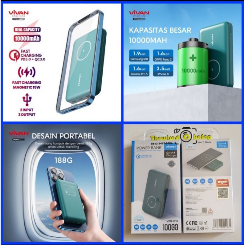 Jual Power Bank VIVAN VPB W12 VPBW12 10000Mah PowerBank Wireless ...