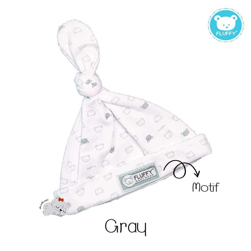 Jual Fluffy Topi Kuncung Newborn Abu Khaki Series (gray coklat garis ...