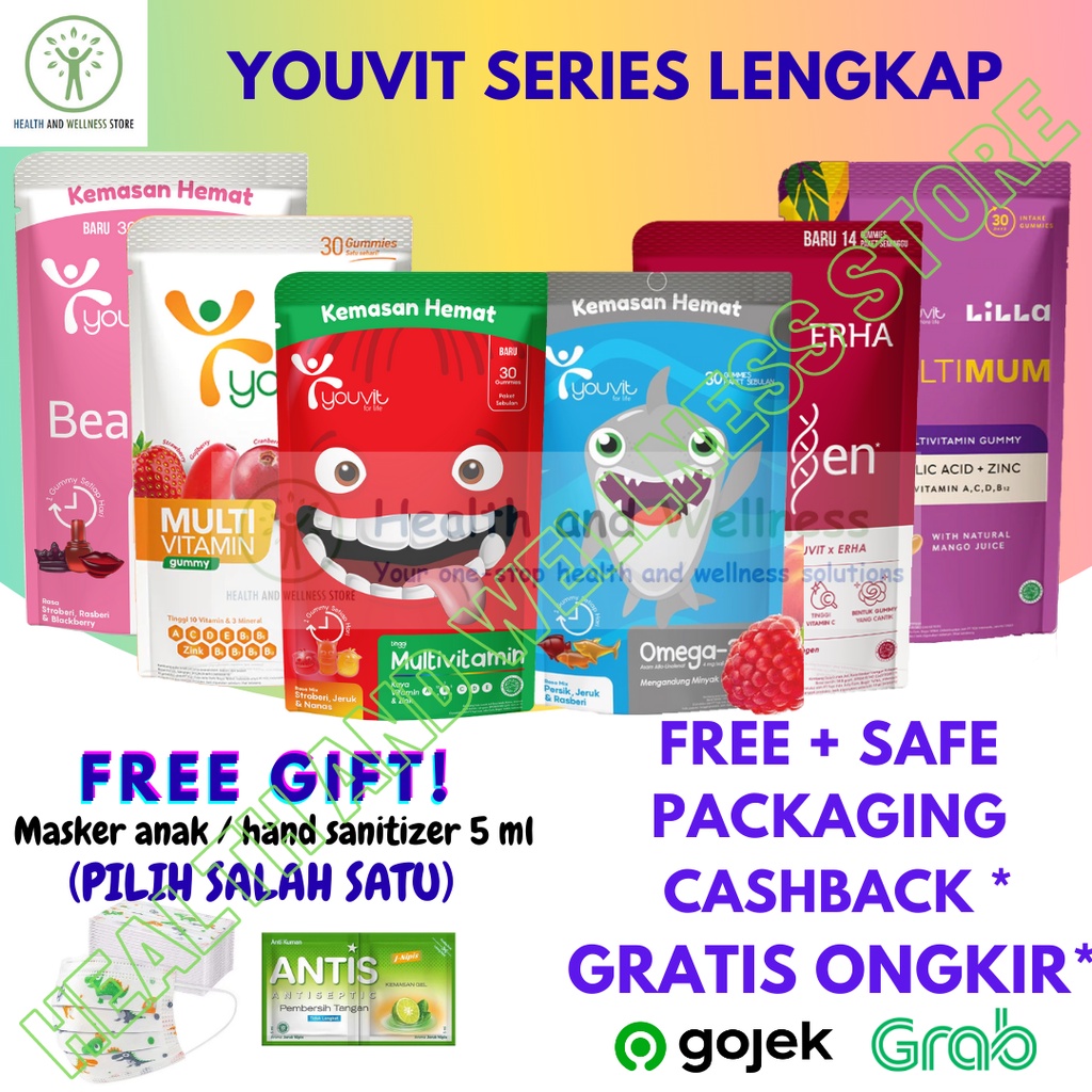 Jual YOUVIT SERIES MULTIVITAMIN DEWASA ANAK OMEGA COLLAGEN BEAUTI GUMMY | Shopee Indonesia