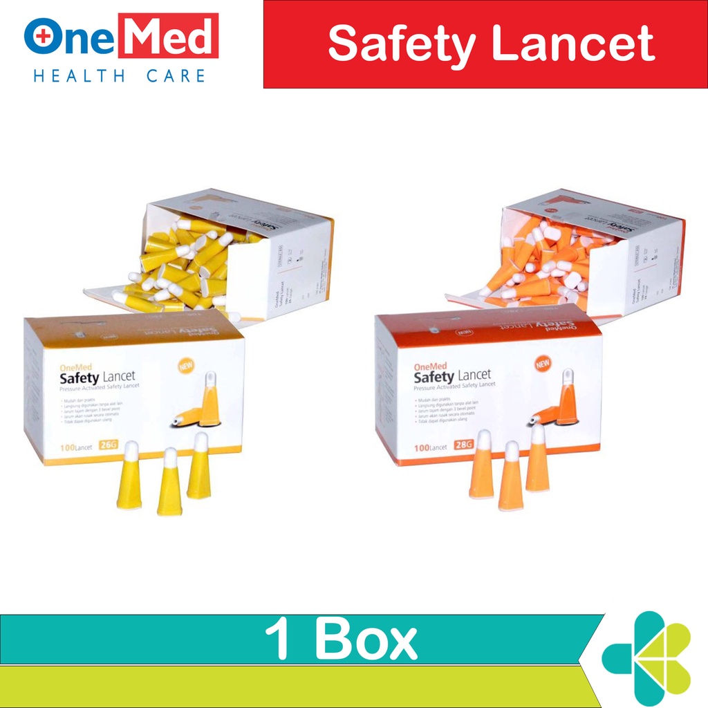 Jual Safety Lancets 26G 28G OneMed box isi 100pcs | Shopee Indonesia