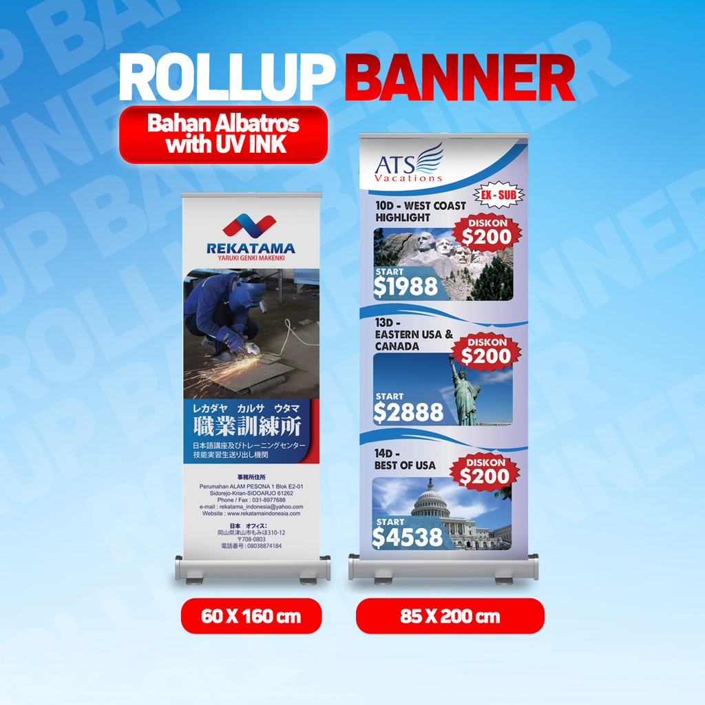 Jual Cetak Rollup Banner / Cetak Roll Banner / Roll Up Banner / Roll Banner | Shopee Indonesia