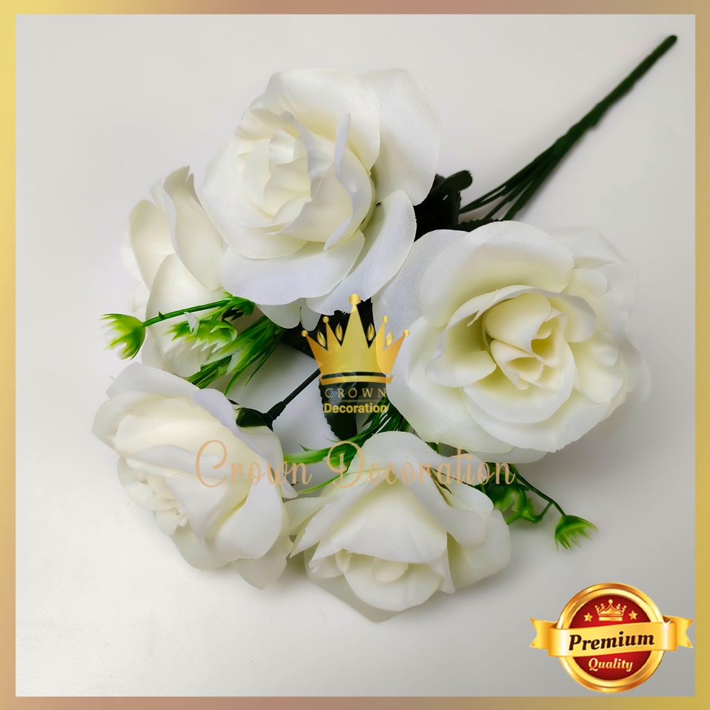Jual Bunga Mawar Cabang 5 Bahan Kain Dan Plastik - rose jepang -mawar ...