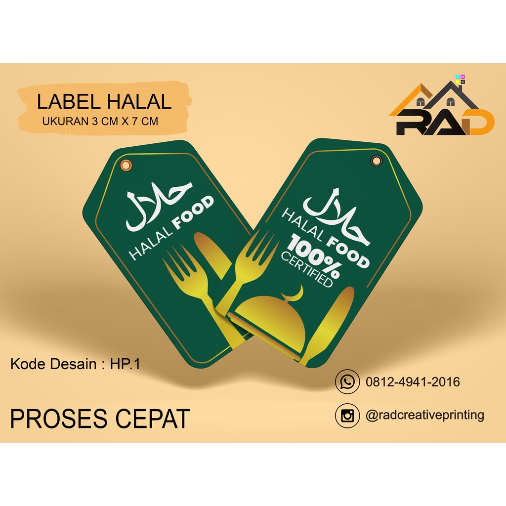 Jual han tag custom hantag label Halal Food hangtag kemasan makanan ...