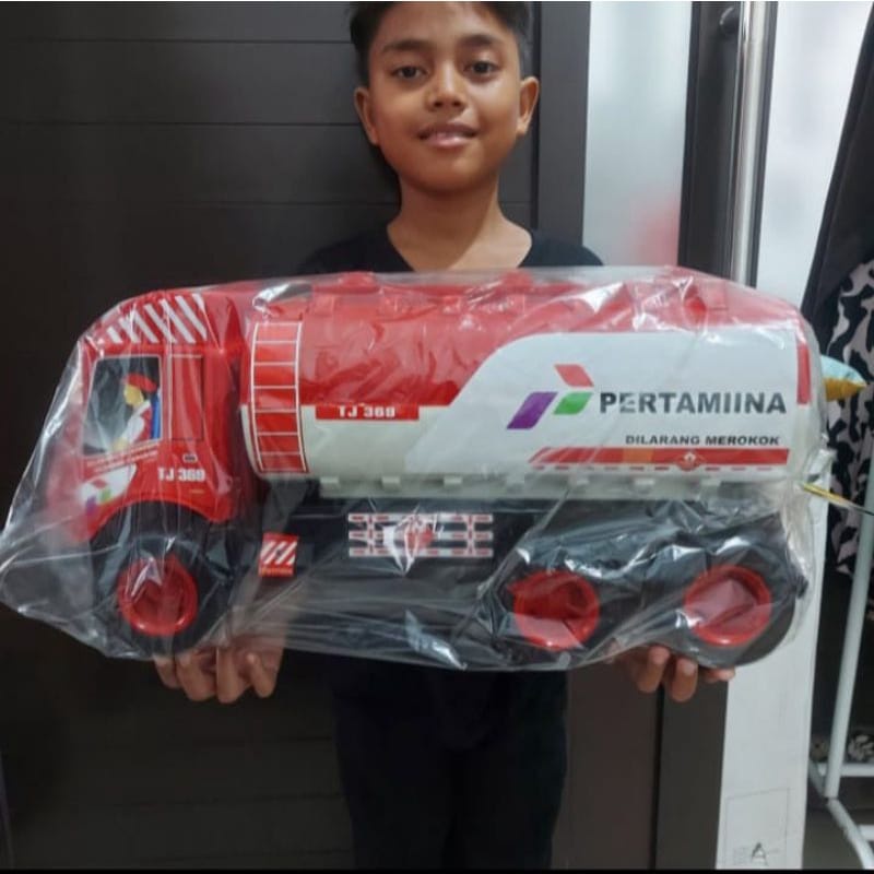 Jual JUMBO truck pertamini dorong PMI mainan pertamina truk bensin 55cm ...