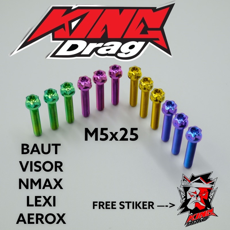 Jual baut TITANIUM m5x25 5x25 baut drat 8 panjang 2,5 cm untuk baut ...