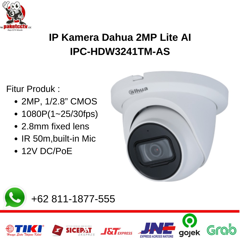 Jual IP Kamera Dahua 2MP Lite AI IPC-HDW3241TM-AS - Indoor | Shopee Indonesia