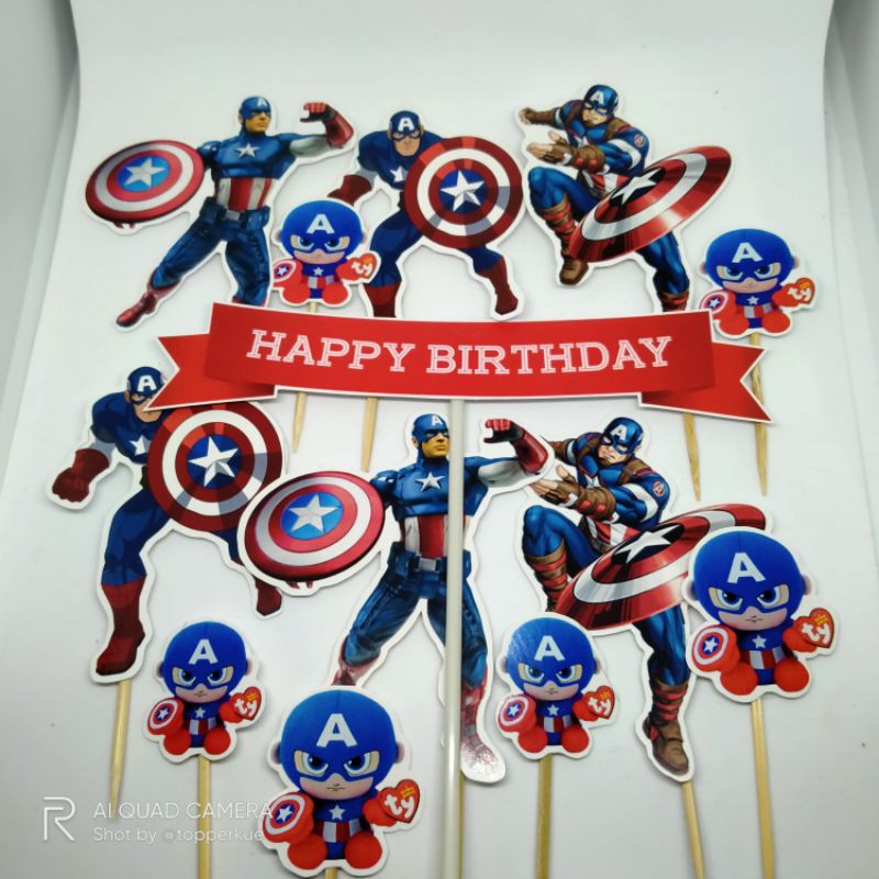 Jual Topper Cake Kapten Amerika(12pcs) | Shopee Indonesia