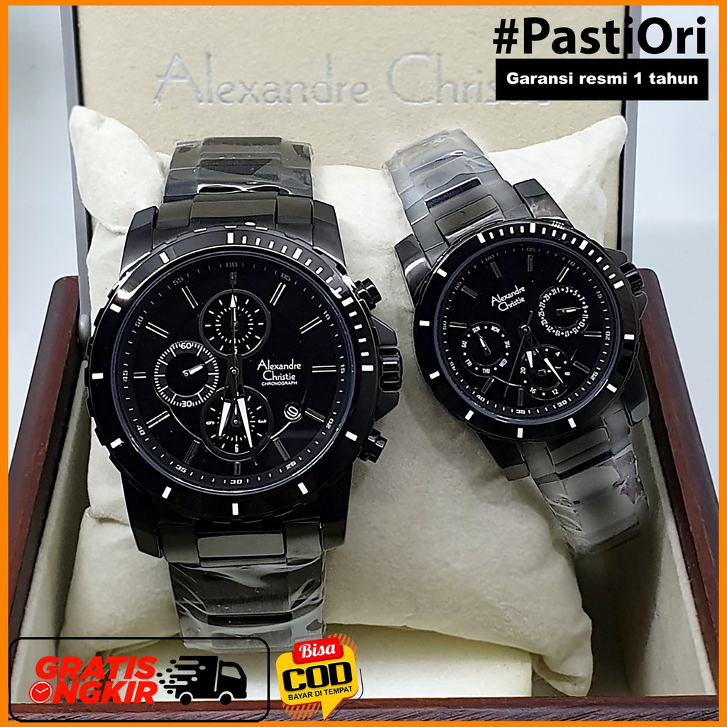 Jual Alexandre Christie AC 6141 Full Black Couple Original | Shopee ...