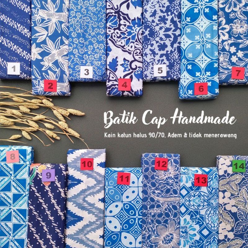 Jual KAIN BATIK CAP GARUTAN VARIASI WARNA BIRU HANDMADE | Shopee Indonesia