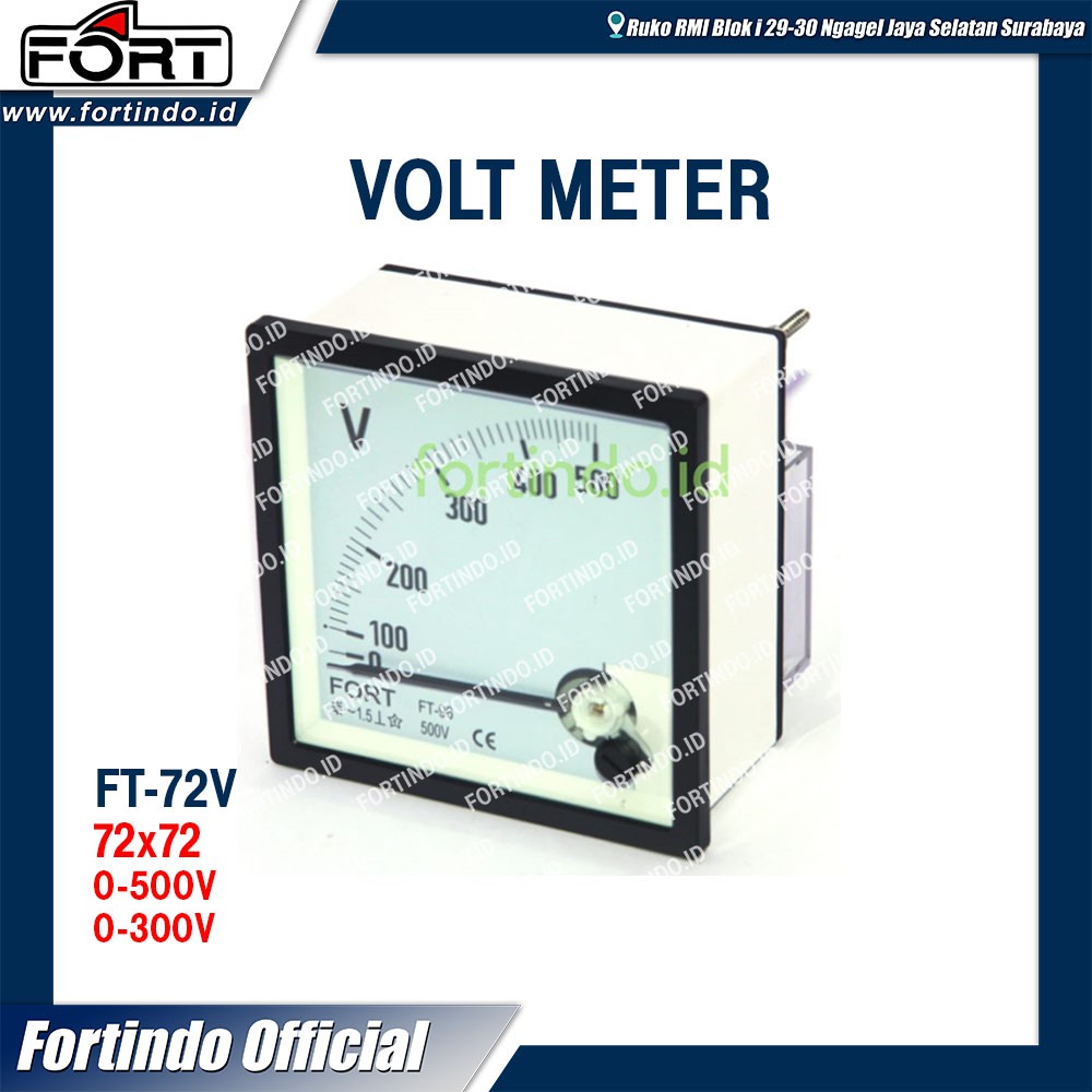 Jual Volt Panel Meter FT-96V / FT-72V JARUM 300V 500V Class 1.5 MERK ...