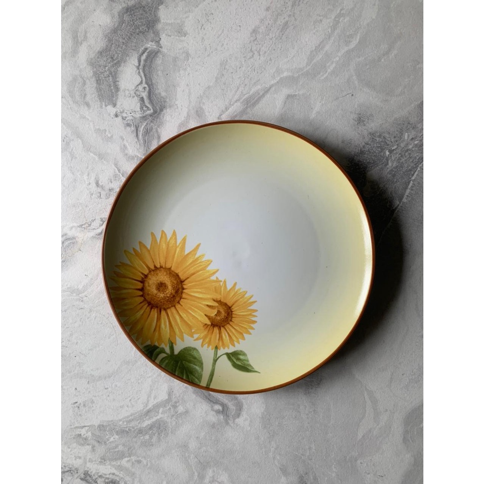 Jual Piring Keramik Motif Bunga Yellow Sun Flower Premium Diameter 21 ...