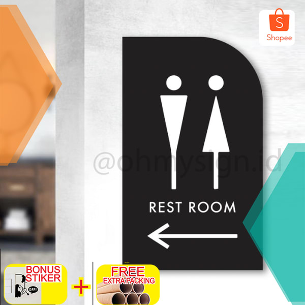 Jual SIGN AKRILIK RESTROOM PRINTED | SIGNAGE TOILET MODERN Elegan ...