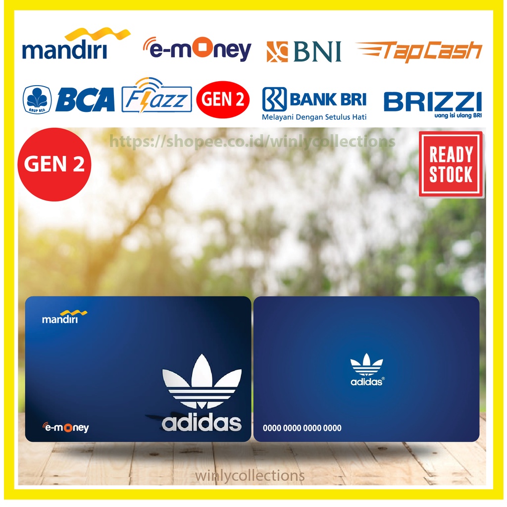 Jual KARTU EMONEY DESAIN ADIDAS LOGO BLUE WALLPAPER MANDIRI FLAZZ BCA ...