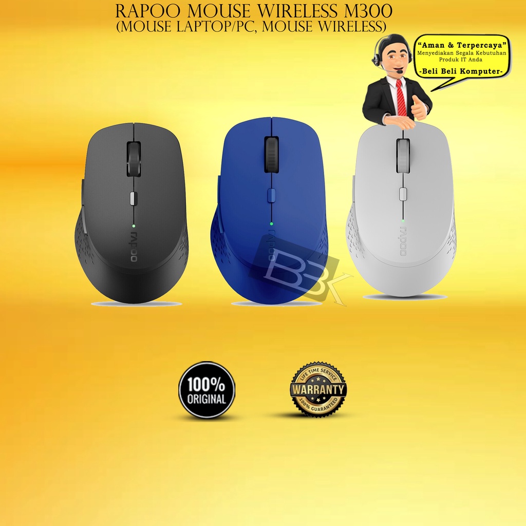 Jual RAPOO Mouse Wireless M300 Silent Wireless Mouse Original | Shopee ...