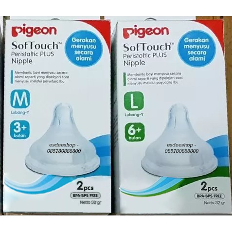 Jual PIGEON Nipple Peristaltic PLUS Size M atau L ( ISI 2 ) / Dot WIDE NECK | Shopee Indonesia