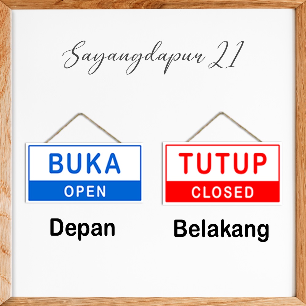 Jual Gantungan Toko Open Closed Bolak Balik / Hiasan Dinding Toko Buka ...