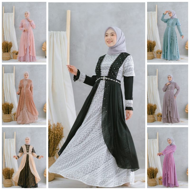 Jual Kebaya brokat tulle gamis kasturi / kebaya wisuda / gamis modern ...