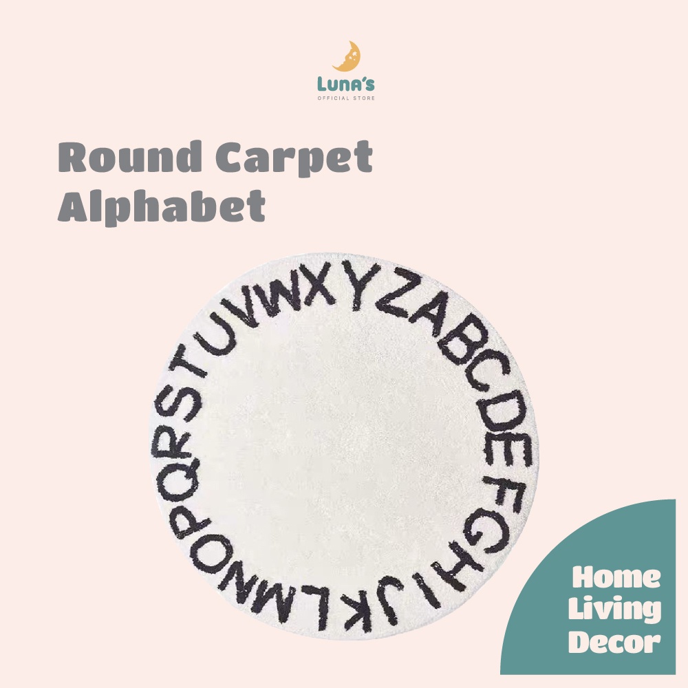 Jual Luna's Alphabet ABCD Round Carpet Karpet Bulat Huruf Minimalis ...