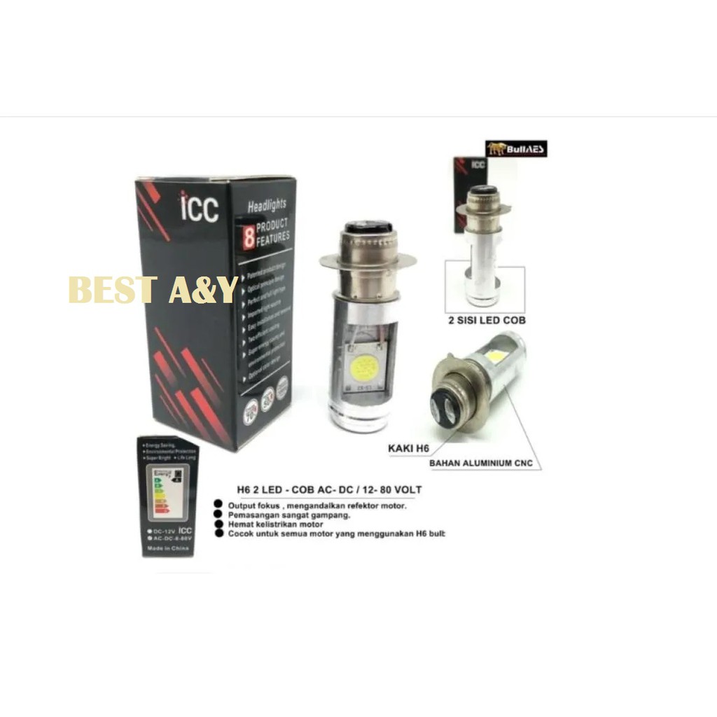 Jual ICC Bohlam H6 COB 2 Mata Sisi AC DC LED Lampu Utama Headlamp Motor | Shopee Indonesia