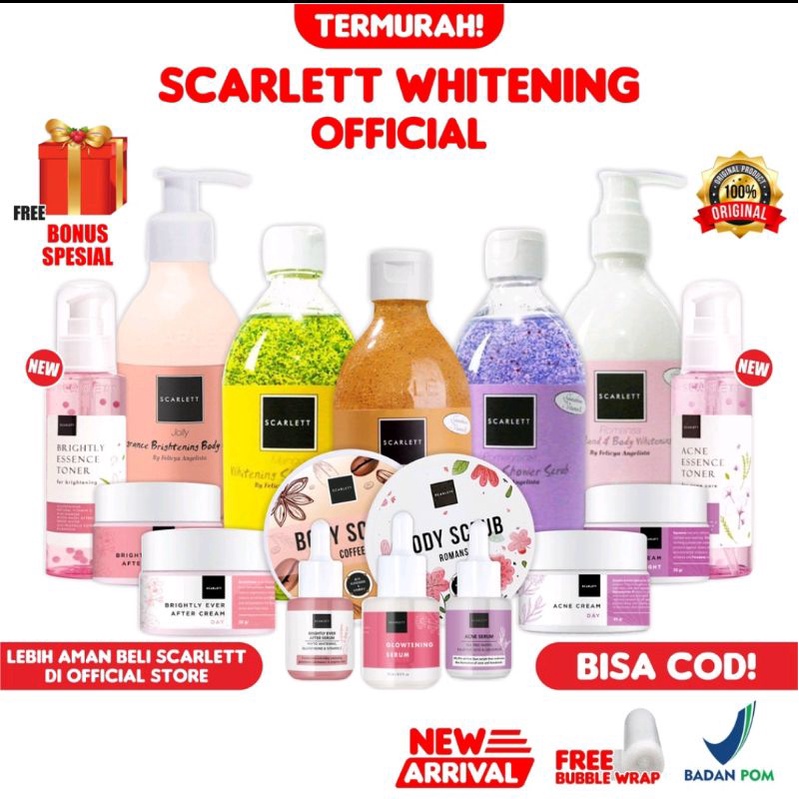 Jual Scarlett Whitening Official SALE BPOM Paket Scarlet Serum Cream ...