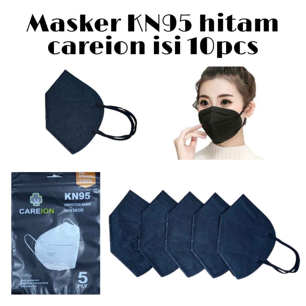 Jual Masker KN 95 HITAM 5ply CAREION ISI 10PC Masker N95 Masker KN95 ...