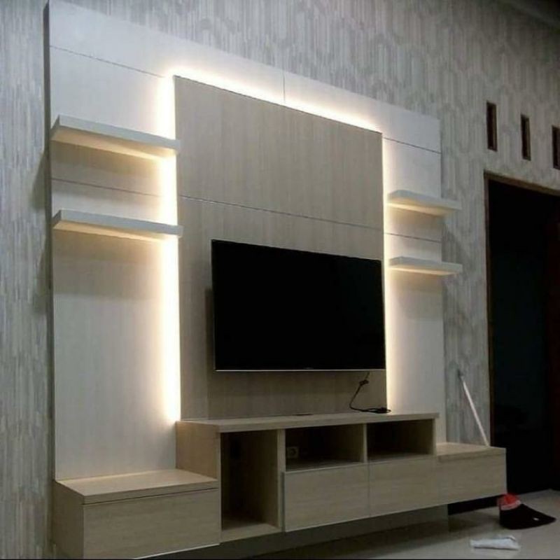 Jual backdrop tv rak tv minimalis lemari tv ukuran 150x180 meja tv ...